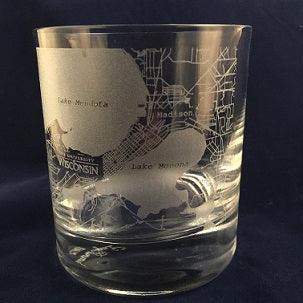 Custom Engraved College Town Map Crystal Whiskey Glass-13 oz-Item 176/ ...