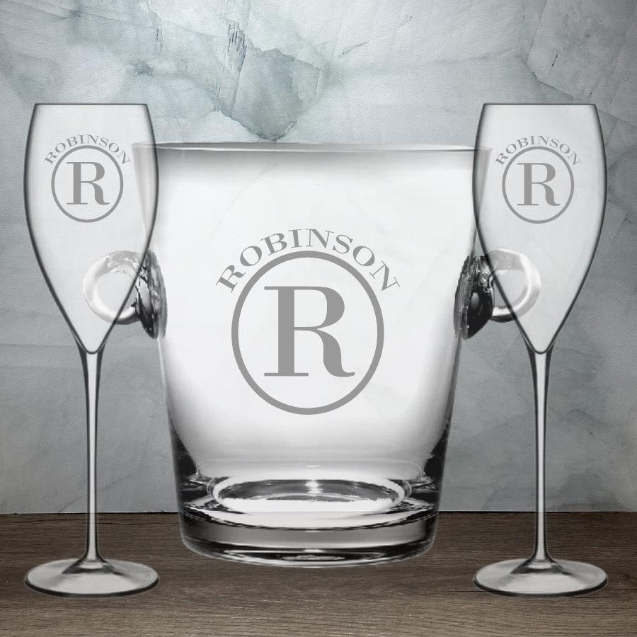 Custom Engraved Crystal Champagne 3 Piece Bucket Set - Item 329C-3 ...