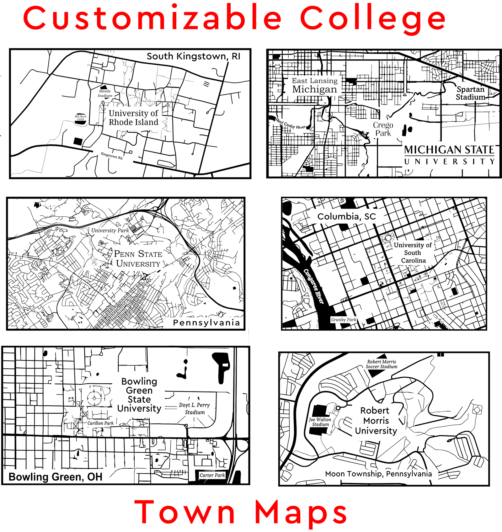 Custom Engraved College Town Map Glass Beer Can/Soda Can 16 oz - Item ...